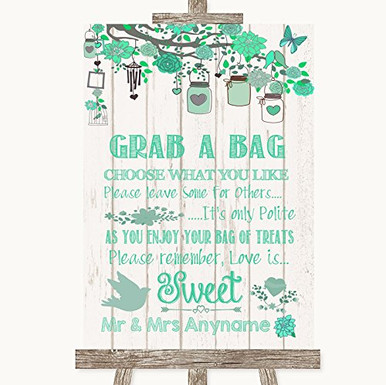Green Rustic Wood Grab A Bag Candy Buffet Cart Sweets Personalized ...