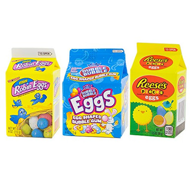 Dubble Bubble Egg Shaped Bubble Gums, Whoppers Mini Robin Eggs Malted ...