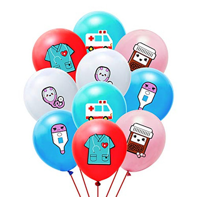 OSNIE 50Pcs Nurse Balloons with Ribbons, 12Inch Nursing Latex Balloons ...