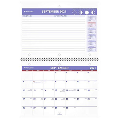 Academic Wall and Desk Calendar 2021-2022, AT-A-GLANCE, Monthly, 11 ...