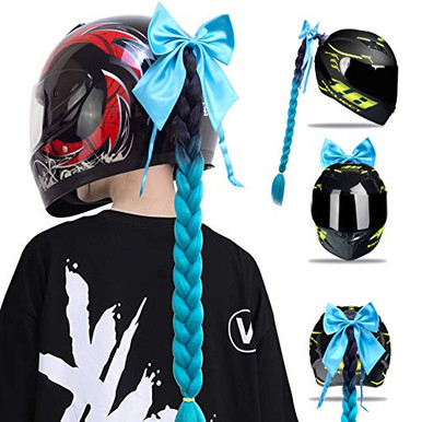 24inch Motorcycle Helmet Pigtails Women Motor Decoration Ponytails Hair ...