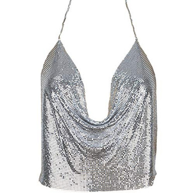 Croozy Women's Sexy Metallic Sequin Body Chain Shimmer Backless Halter ...
