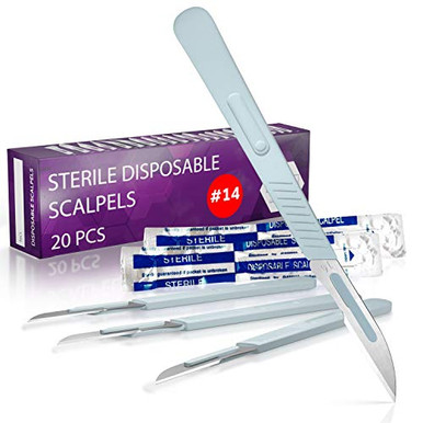 Disposable Scalpel 14, Pack of 20 Disposable Dermaplaning Blades with ...