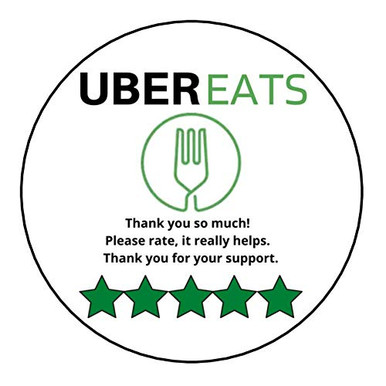 Uber Eats 2 Inch Round Food Delivery Thank You Stickers, 100 Count ...