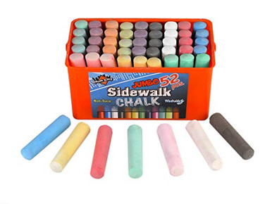 Chalk City Sidewalk Chalk, 52 Count, 12 Colors, Jumbo Chalk, Non-Toxic ...