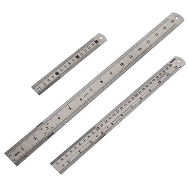3 Pack Stainless Steel Ruler 16 inch 6 inch and 12 inch Metal Ruler Kit ...