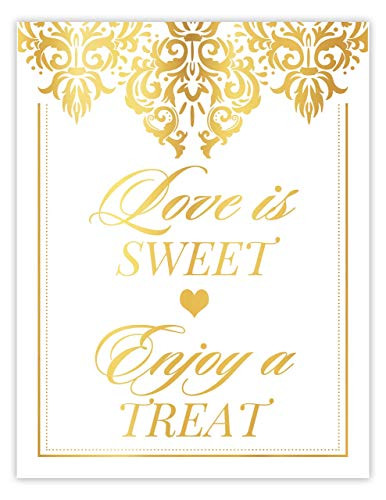 Gold Foil Love Is Sweet Please Enjoy A Treat Sign For Birthdays Events ...