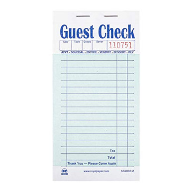 Royal Green Guest Check Paper, Interleaved Carbon 2 Part Booked ...