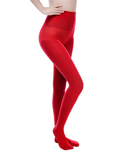Women 80 Den Soft Opaque Tights, Women's Tights (L/XL, Red ...