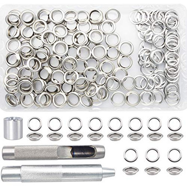Wolfride 100 Sets Silver Grommets Brass Grommets Kit Grommet Repair Kit ...