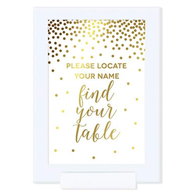 Andaz Press Framed Wedding Party Signs, Metallic Gold Confetti Polka ...