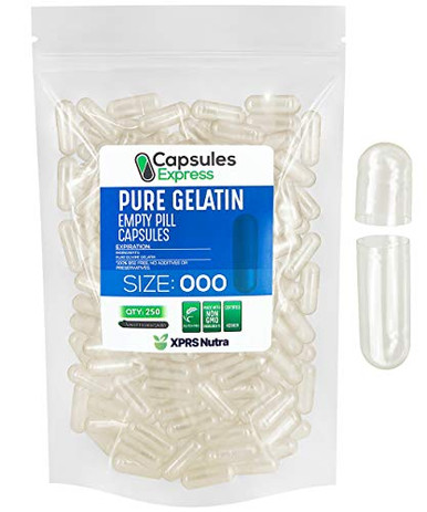 Capsules Express- Size 000 Clear Empty Gelatin Capsules 250 Count ...