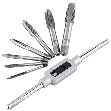 8 Pcs Metric Thread Taps Set - Adjustable Metric Machine Tap Wrench Kit ...