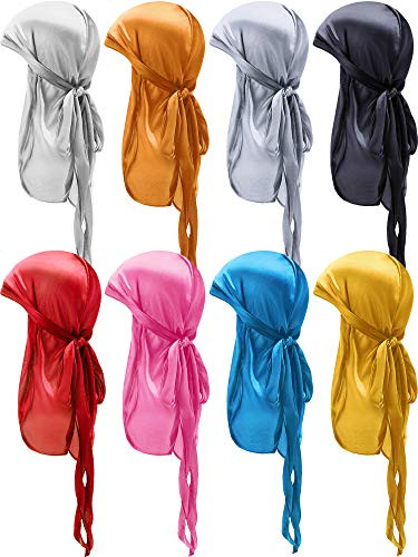8 Pieces Silky Satin Baby Durags Kids Satin Durag Caps Headwraps with ...