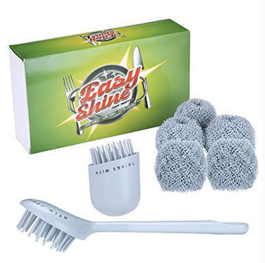 MEUFTY'S Stainless Steel Sponges Scourers Set with 2 Handles - Pack of ...