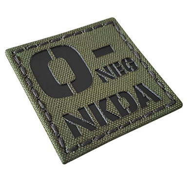 OD Green Infrared IR ONEG NKDA O- Blood Type 2x2 Olive DrabTactical ...