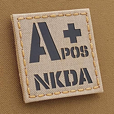 IR APOS NKDA Aplus Desert Sand Blood Type 2x2 Tan IFAK Tactical Morale ...