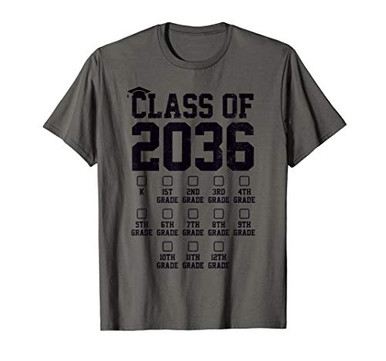 Class Of 2036 Grow With Me Check Mark First Day Of School T-Shirt ...