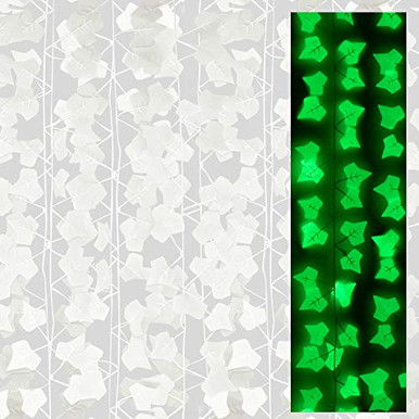 Artificial Ivy Leaves, White Phosphorescent ,Fake Ivy Leaves 12 Strands ...