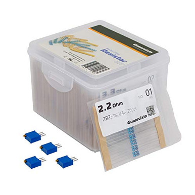 Guanruixin 50 Values 1/4 Watt (2.2 Ohm-1 Megaohm) Metal Film Resistor ...
