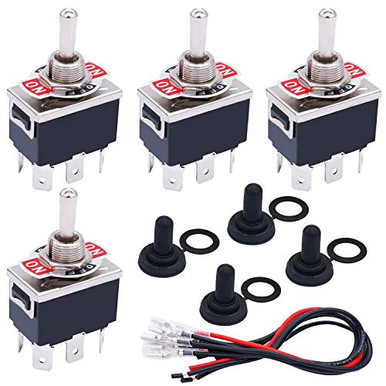 TWTADE 4Pcs Waterproof Momentary Toggle Switches 16A 250VAC ON/Off/ON 6 ...