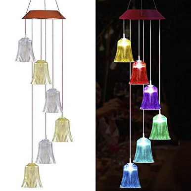 xxschy LED Solar Christmas Bell Wind Chimes Outdoor - Waterproof Solar ...