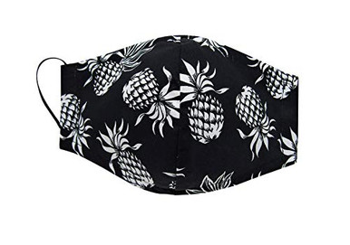 Pineapple Face Mask With Filter Pocket and Nose Bridge. Three Layers in ...