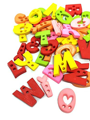 50 Pcs A to Z Alphabet letters Buttons 2 Holes (Random Pick) pink ...