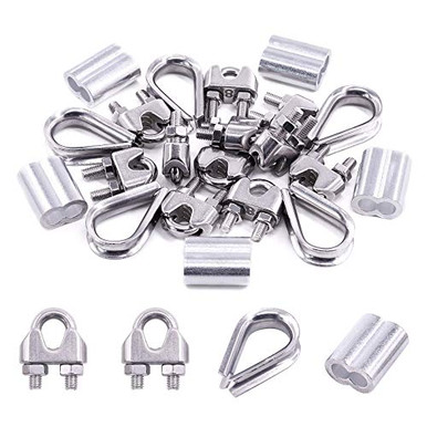 Swpeet 24Pcs M8 (5/16 inch) Wire Rope Accessory Set, Included M8 Wire ...