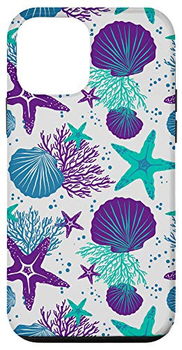 iPhone 12 mini Blue and Purple Coral Pattern Ocean Star Shell Sea Life ...