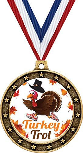 Turkey Trot Gold Medals - 2 1/2 inch Universe Star Thanksgiving Turkey ...