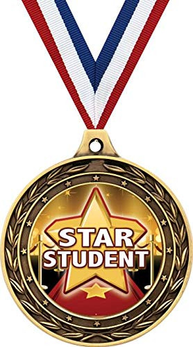 Star Student Gold Duo Medal, 3 inch Academic Excellence Prizes, Kids ...