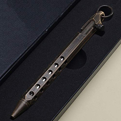 Brass Bolt Action Pen Brass Primary Color/Vintage Black Hexagonal Six ...