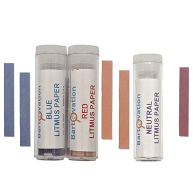 Red, Blue, and Neutral Litmus Paper Acid/Base pH Indicator Strips Combo ...