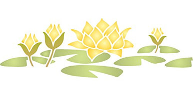 Water Lily Stencil, 13 x 4.5 inch - Classic Lily Flower Border Wall ...