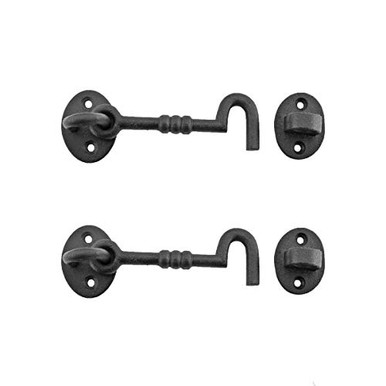2 Cabin Hook Eye Shed Gate Door Latch Locker Holder 4 inch Iron ...