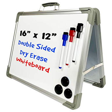 Small Double Sided Dry Erase White Board 12x16 inch Portable Magnetic ...
