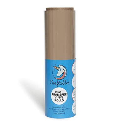 Craftables Light Brown Heat Transfer Vinyl Roll HTV 11 ft. - Easy to ...