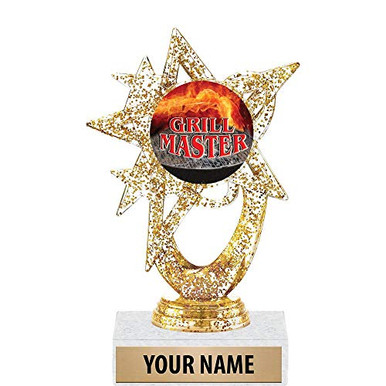 5.5 inch Gold Glitter Grill Master Trophies, Custom Astral Star Grill ...