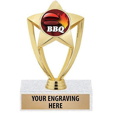 6 inch Gold Star BBQ Trophies - BBQ Grill Master Trophy Award Prime ...