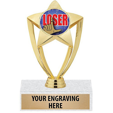 Crown Awards 6 inch Gold Loser Trophy - Funny Loser Star Trophy Prime ...
