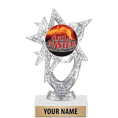 5.5 inch Silver Glitter Grill Master Trophies, Custom Astral Star Grill ...