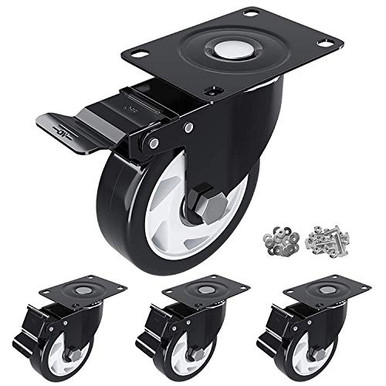 HOSOM 3 inch Swivel Caster Wheels with Safety Dual Locking ...