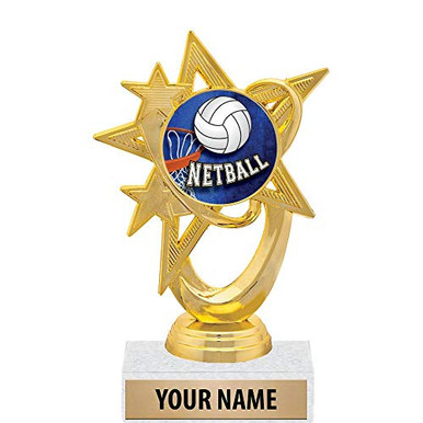 5.5 inch Gold Netball Trophies, Custom Astral Star Netball Trophy Award ...