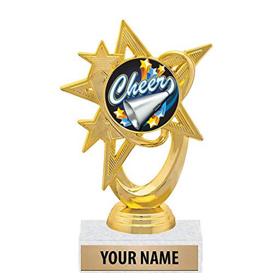 5.5 inch Gold Cheer Megaphone Trophies, Custom Astral Star Cheer ...