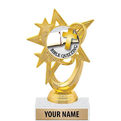 5.5 inch Gold Bible Quizzing Trophies, Custom Astral Star Bible ...