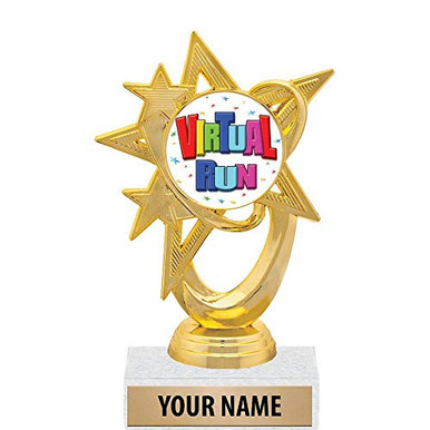 5.5 inch Gold Virtual Run Trophies, Custom Astral Star Virtual Run ...