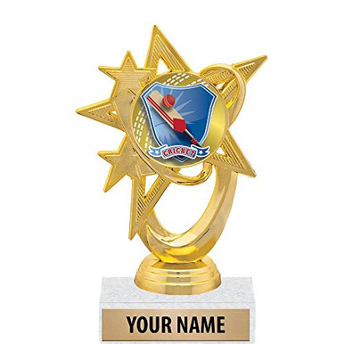 5.5 inch Gold Cricket Trophies, Custom Astral Star Cricket Trophy Award ...