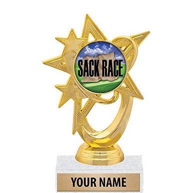 5.5 inch Gold Sack Race Trophies, Custom Astral Star Sack Race Trophy ...