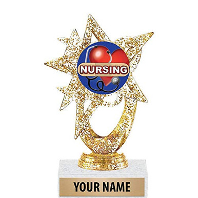 5.5 inch Gold Glitter Nurse Trophies, Custom Astral Star Nurse Trophy ...